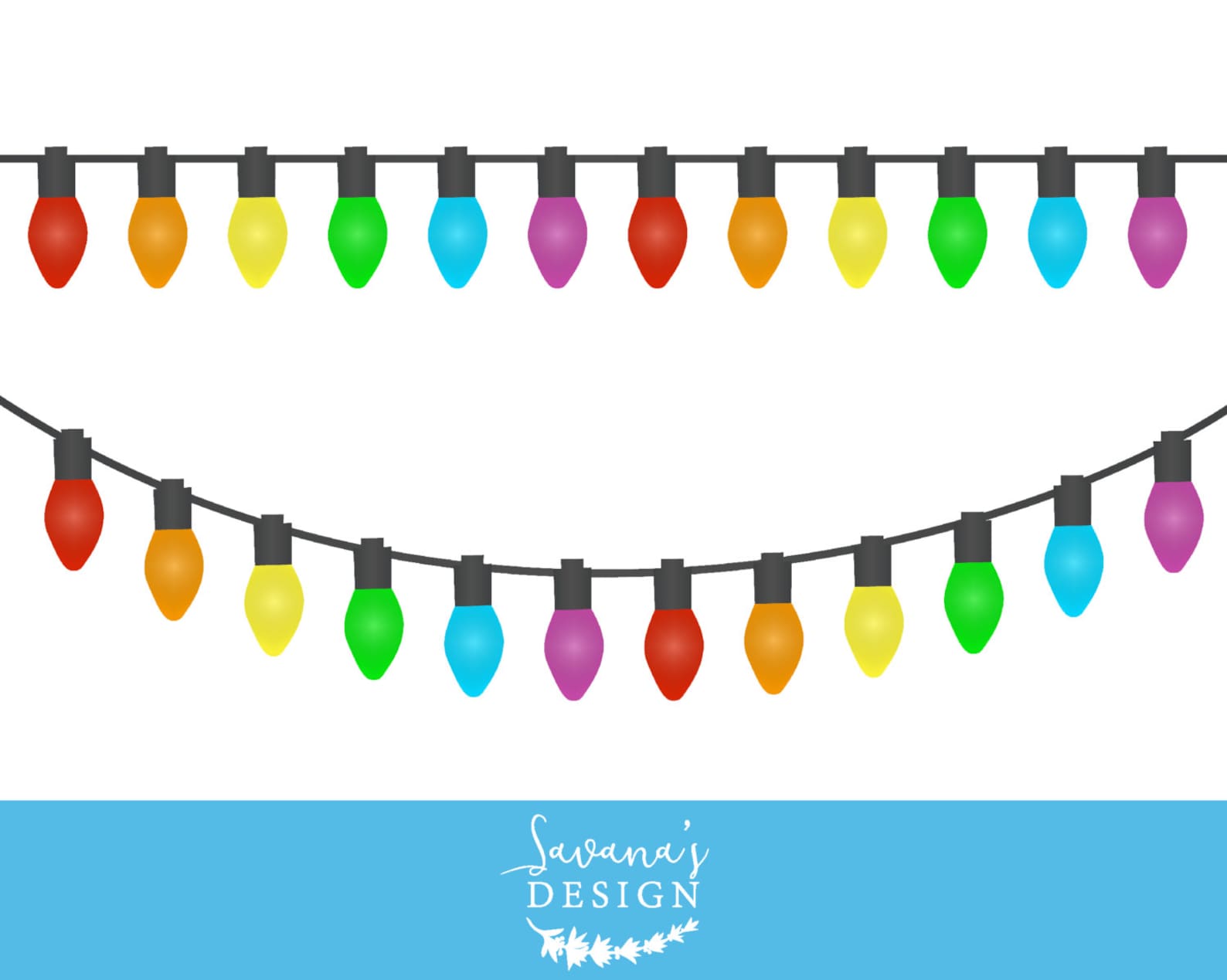 Christmas Lights Clipart Christmas Lights Clip Art String of - Etsy