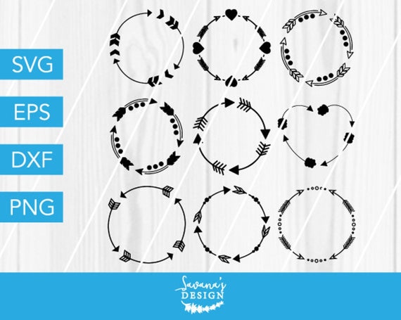 Arrow Monogram SVG Circle Frame Svg Round Monogram Frames - Etsy