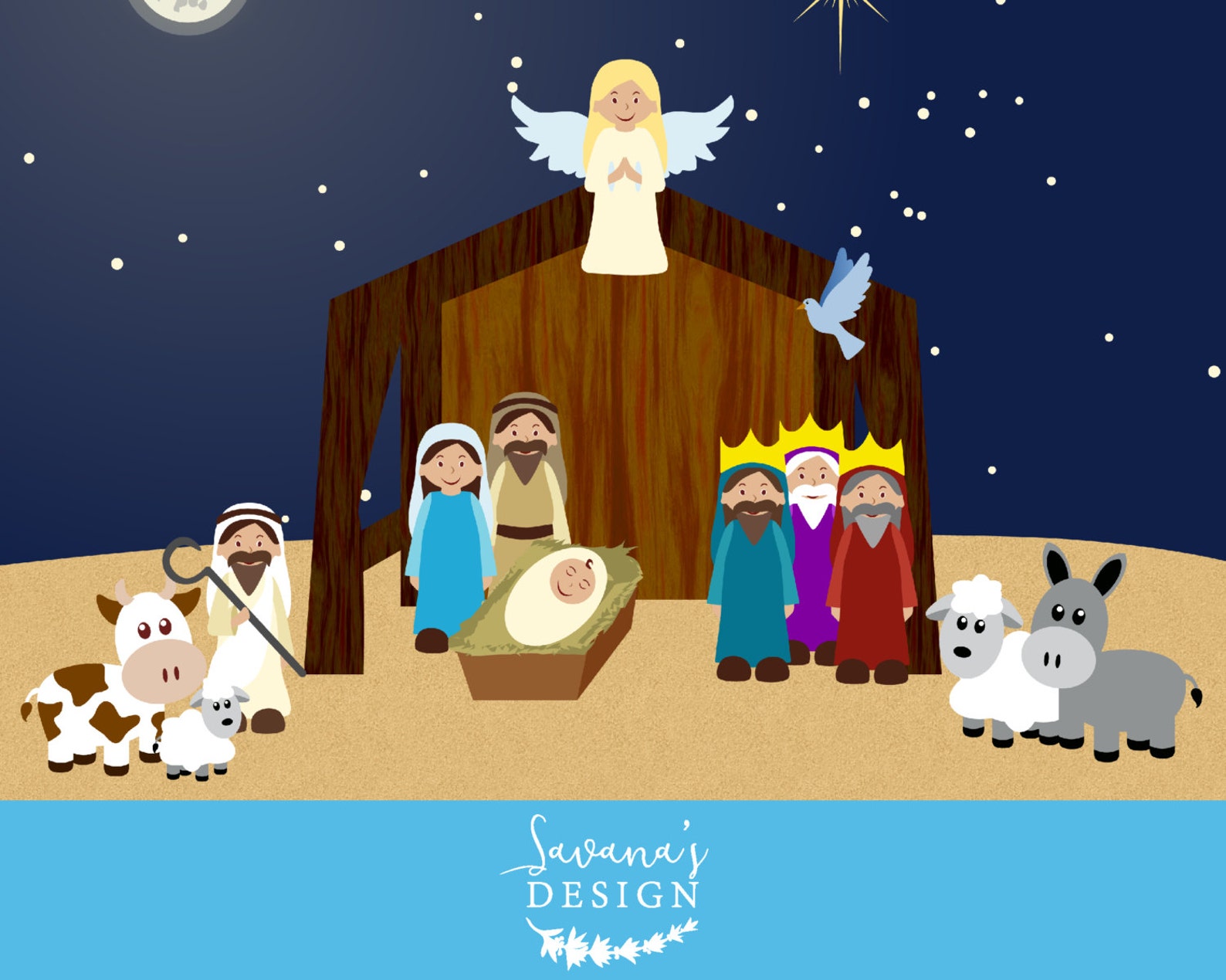 Nativity Clipart nativity clip art nativity scene clipart | Etsy