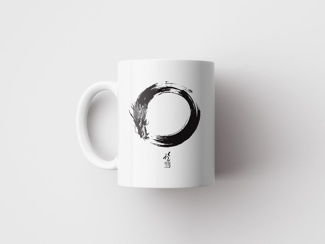 Enso Dragon Mug: Japanese Zen Art, Sumi-e Ink Design - Etsy