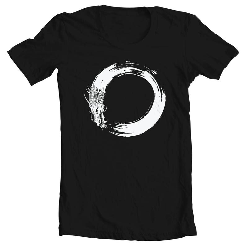 Enso Dragon T-shirt, Zen, Japanese, Calligraphy, Yin Yang, Silkscreen ...