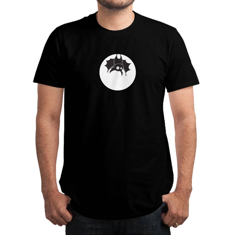 Bat T-shirt, Unisex, White on Black, Silkscreen, Hand Printed, Cotton ...
