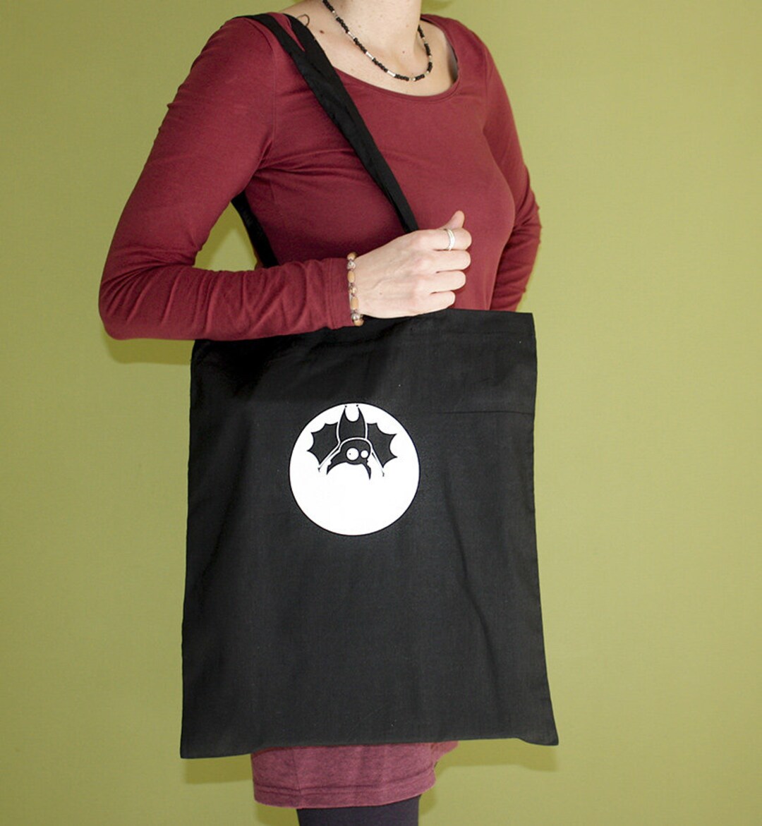 Bat Tote Bag, Long Handles, Shopping Bag, Organic Cotton, Tote Bag for ...