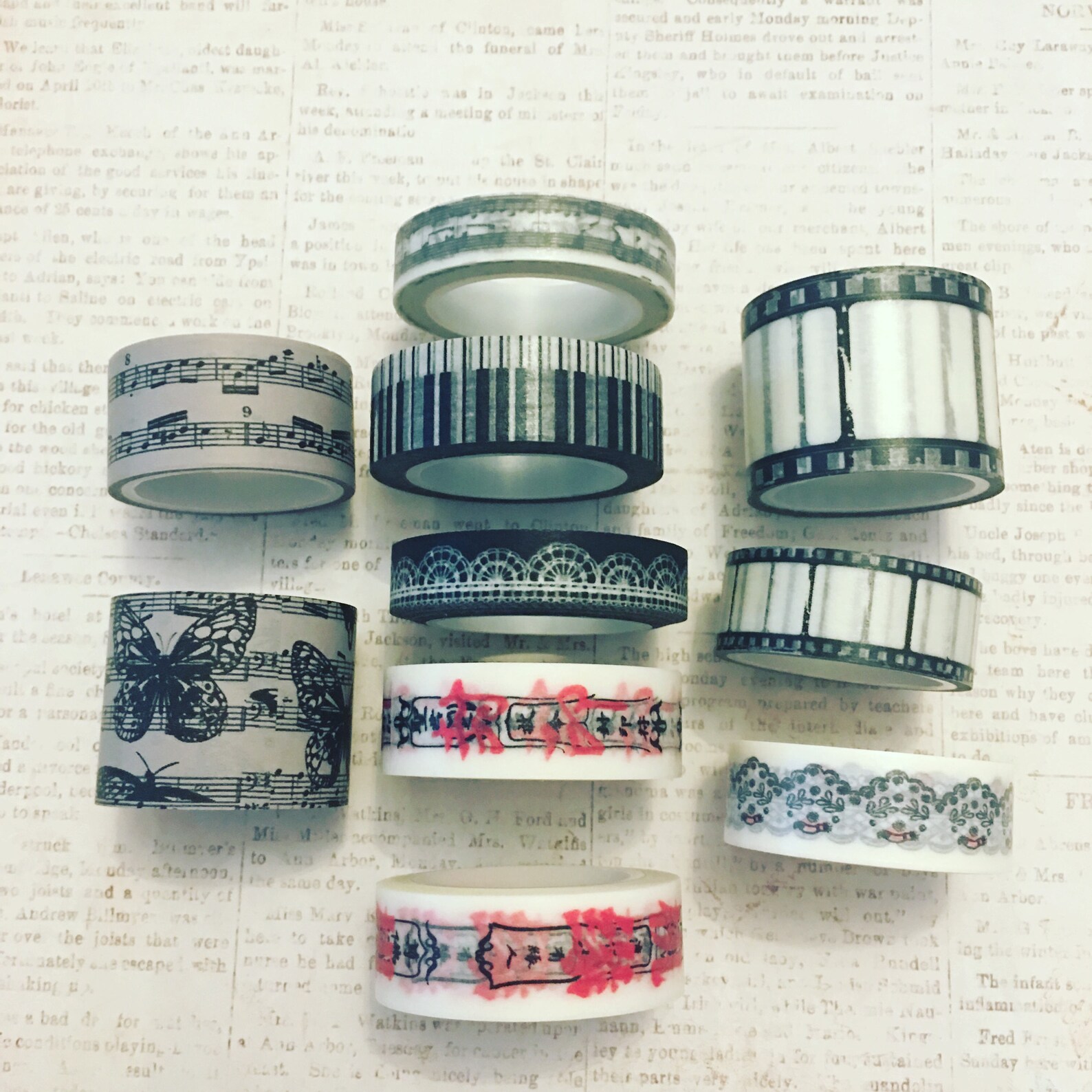 Vintage Retro Theme Mixed WASHI TAPE SAMPLE Set-scrapbooking ...