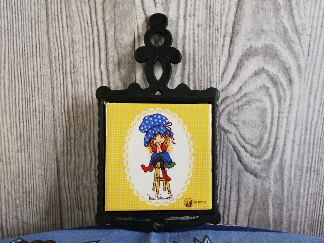 Small Vintage Cast Iron Coaster With Tile, Miss Petticoat - Etsy