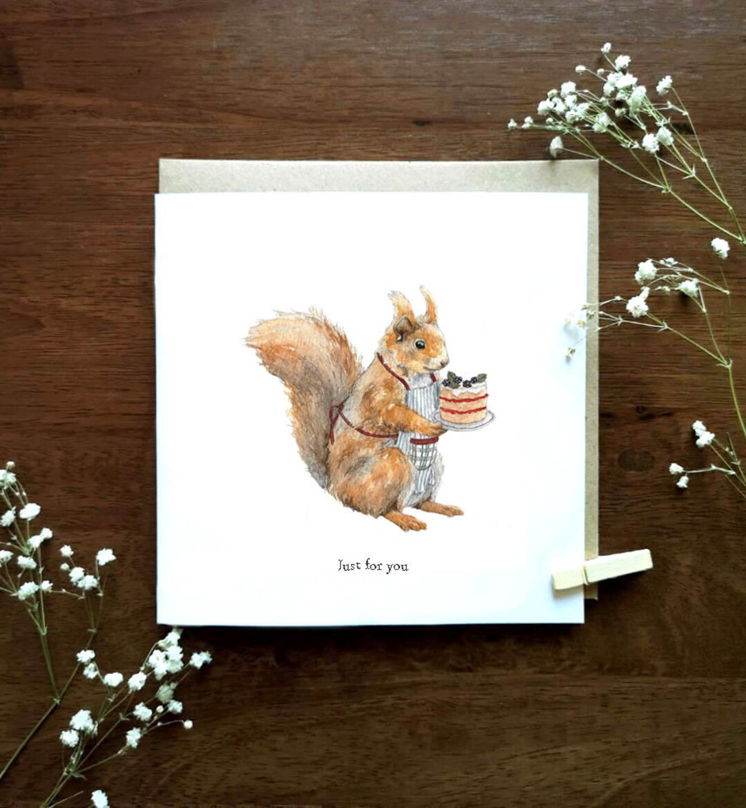 Red Squirrel Card Animal Card Birthday Card Thank You Card - Etsy