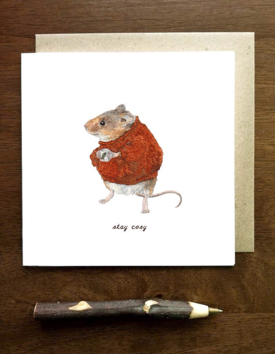 Cosy Mouse Greetings Card Mouse Artwork Cosy Artwork - Etsy UK
