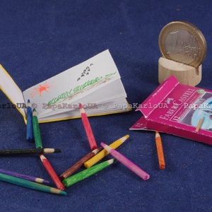 Miniature Pencil Set and Sketchbook, Tiny Dollhouse School Office Tool ...