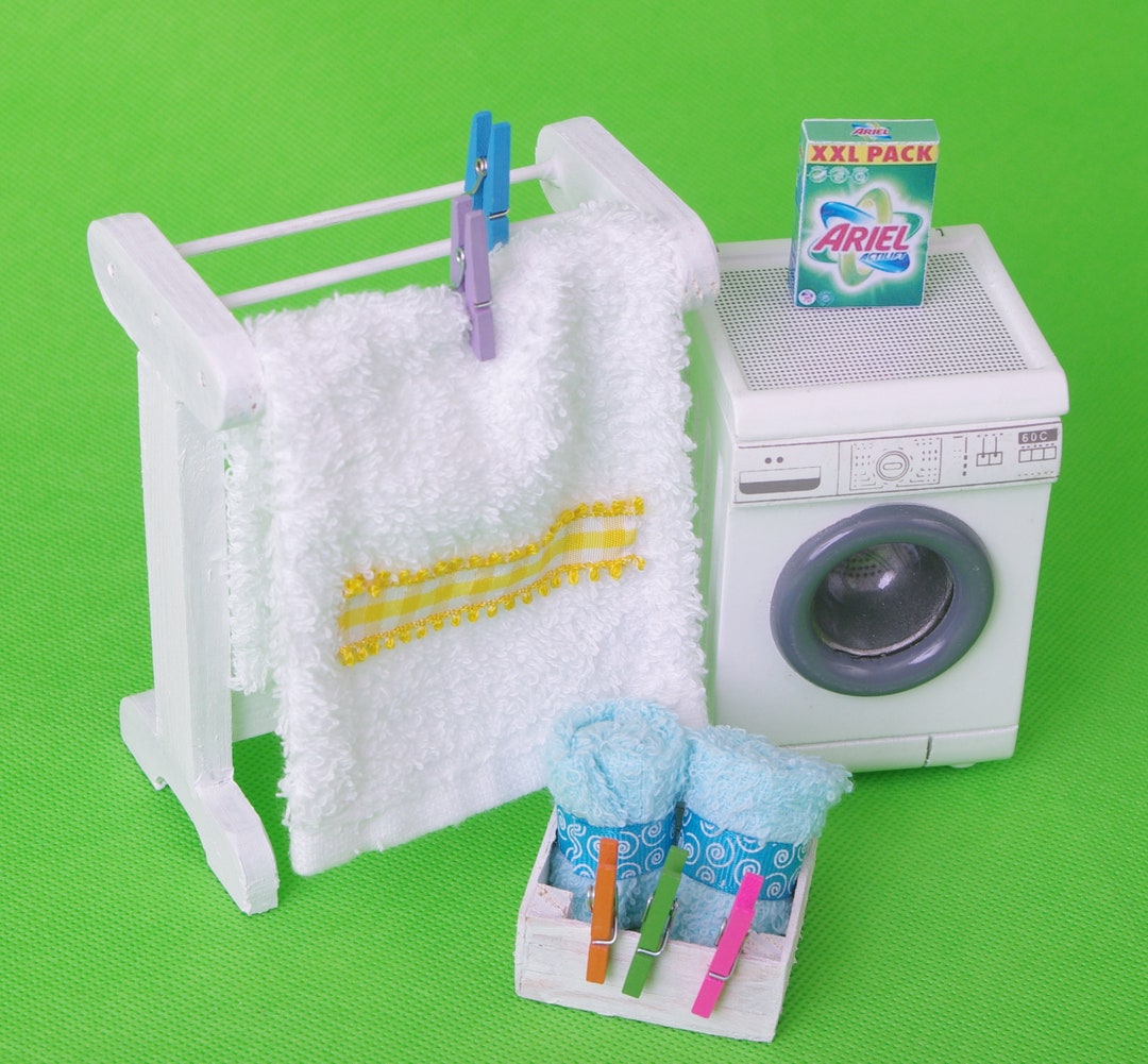 Set for Washing, Miniature Washing Machine, Towel Dryer, Washing Powder ...