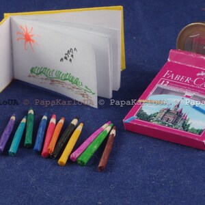 Miniature Pencil Set and Sketchbook, Tiny Dollhouse School Office Tool ...