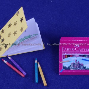 Miniature Pencil Set and Sketchbook, Tiny Dollhouse School Office Tool ...
