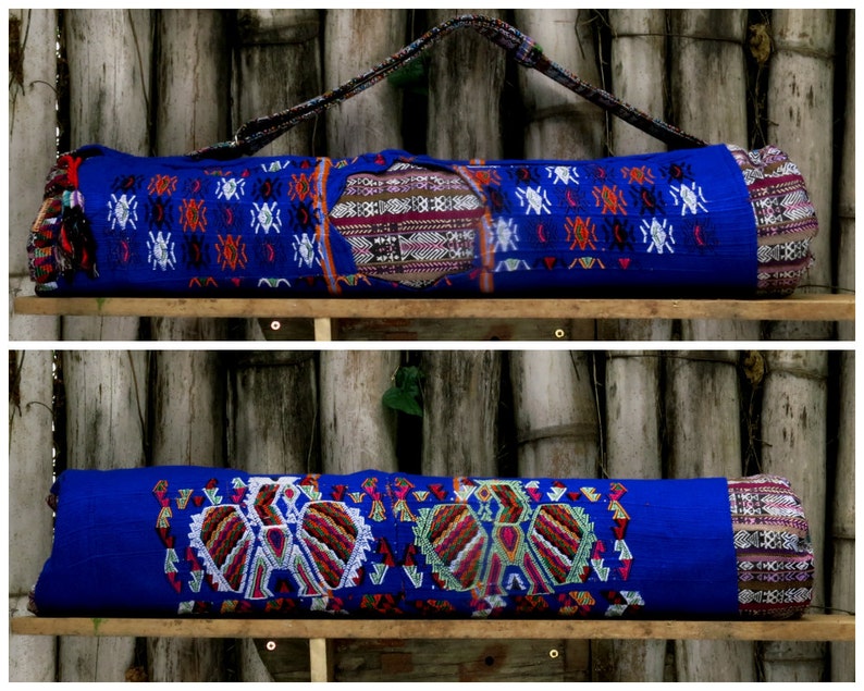 Large Yoga Bag, Blue Yoga Bag, Handmade Yoga Bag, Embroidered Yoga Bag ...