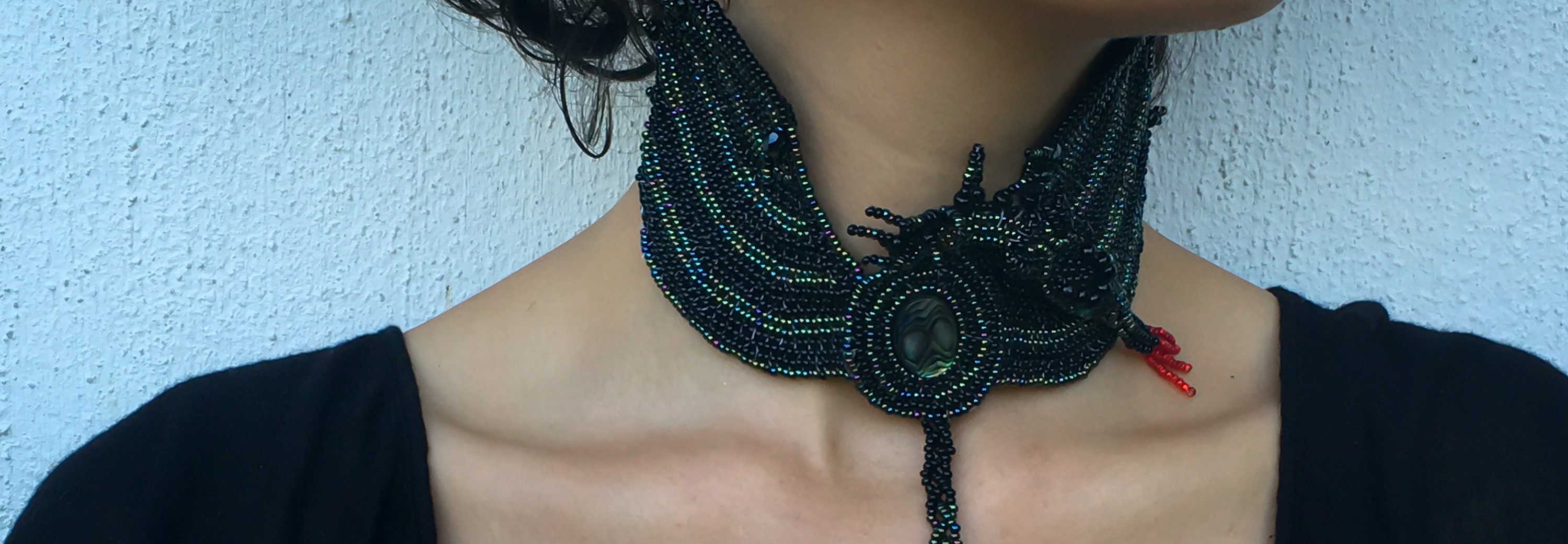 Black Beaded Dragon Choker Goth Choker, Medieval Necklace, Dragon ...