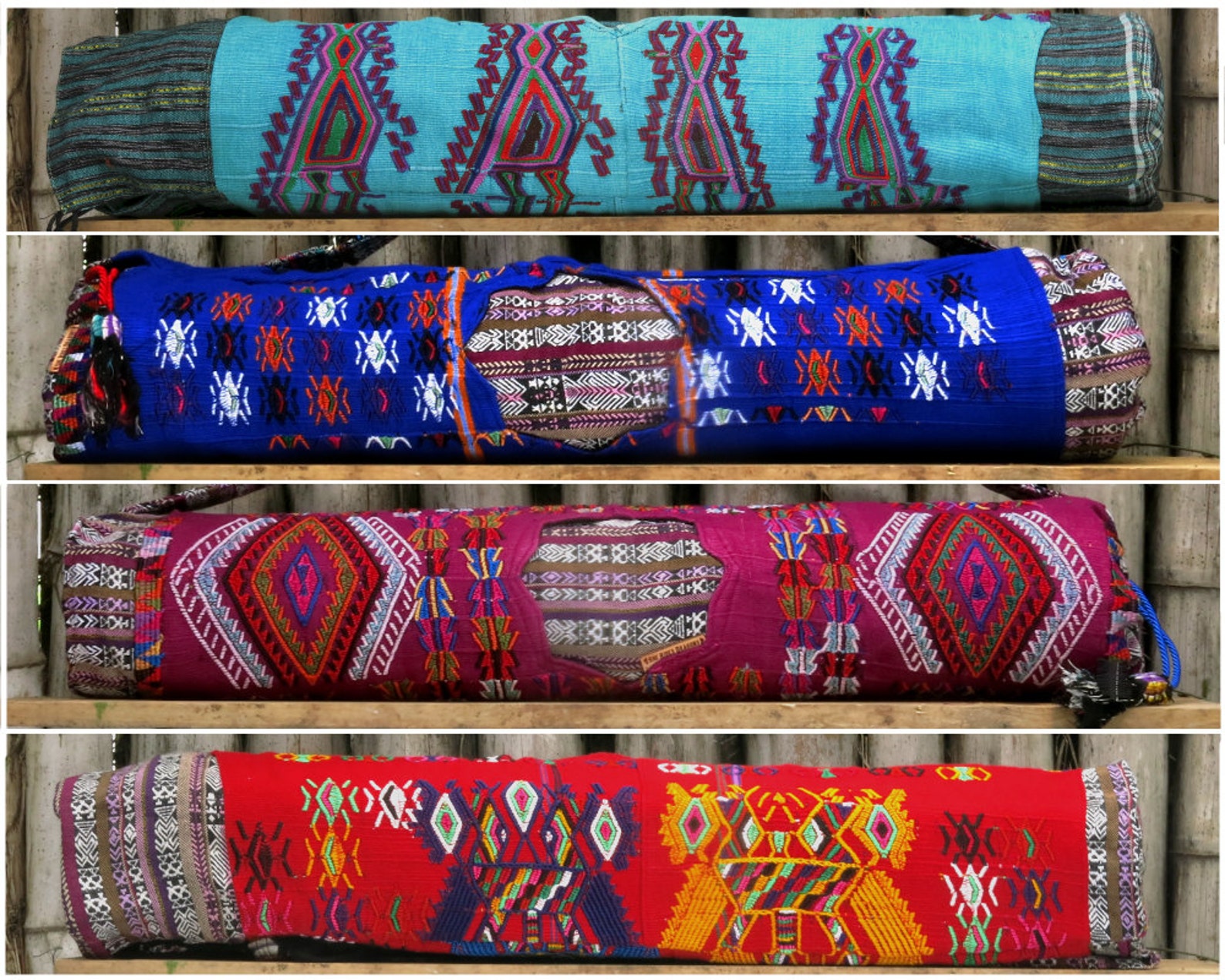 Large Yoga Bag, Blue Yoga Bag, Handmade Yoga Bag, Embroidered Yoga Bag ...