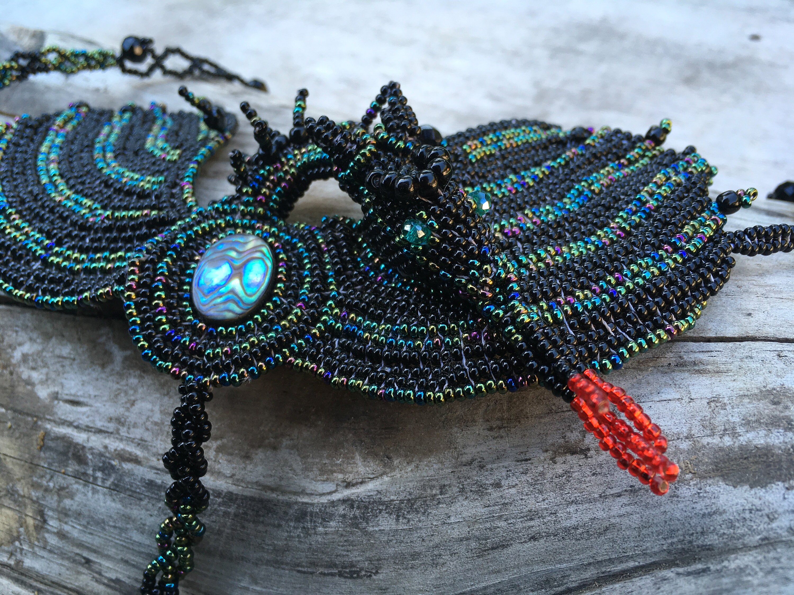 Black Beaded Dragon Choker Goth Choker, Medieval Necklace, Dragon ...