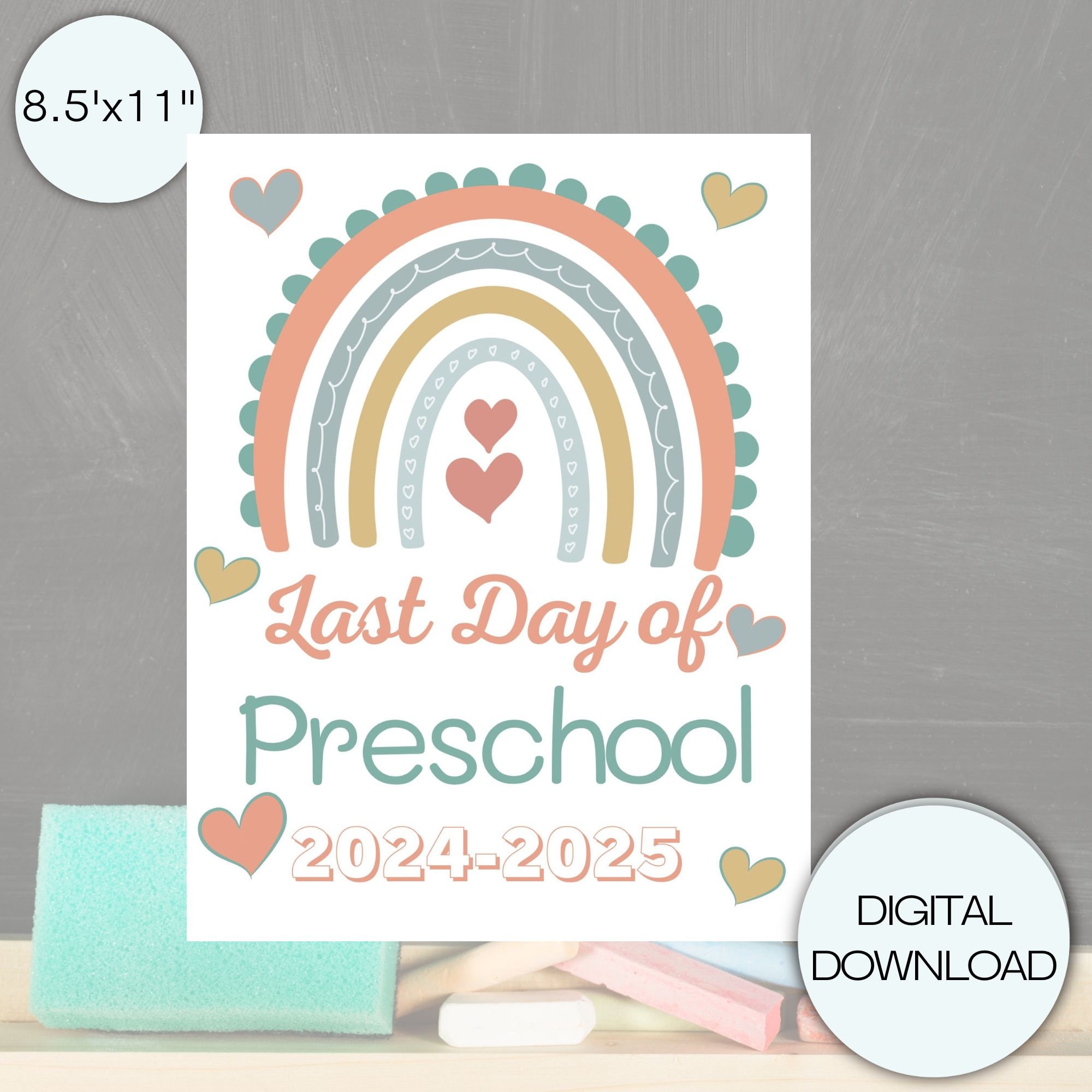 First Day of School Boho Sign, First Day of Preschool Boho Printable ...