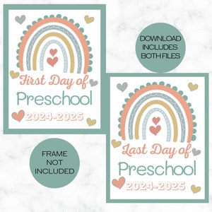 First Day of School Boho Sign, First Day of Preschool Boho Printable ...