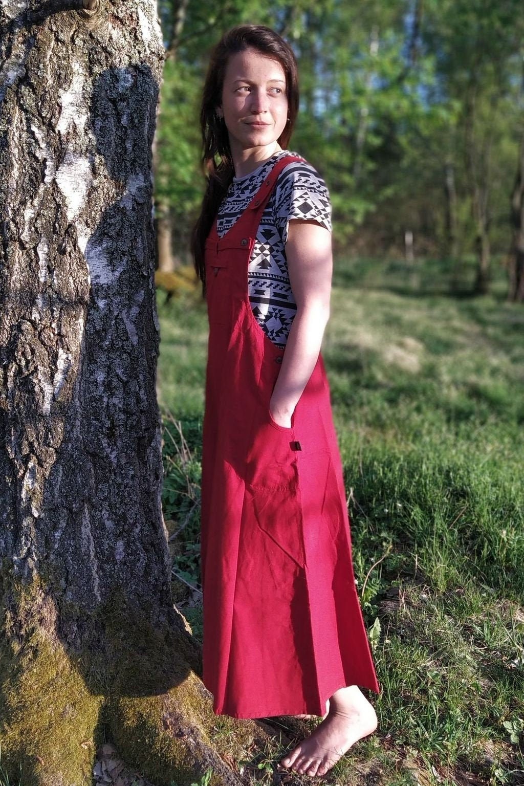 Cotton Long Dress Open Dungarees Long Dungaree Dress - Etsy Canada
