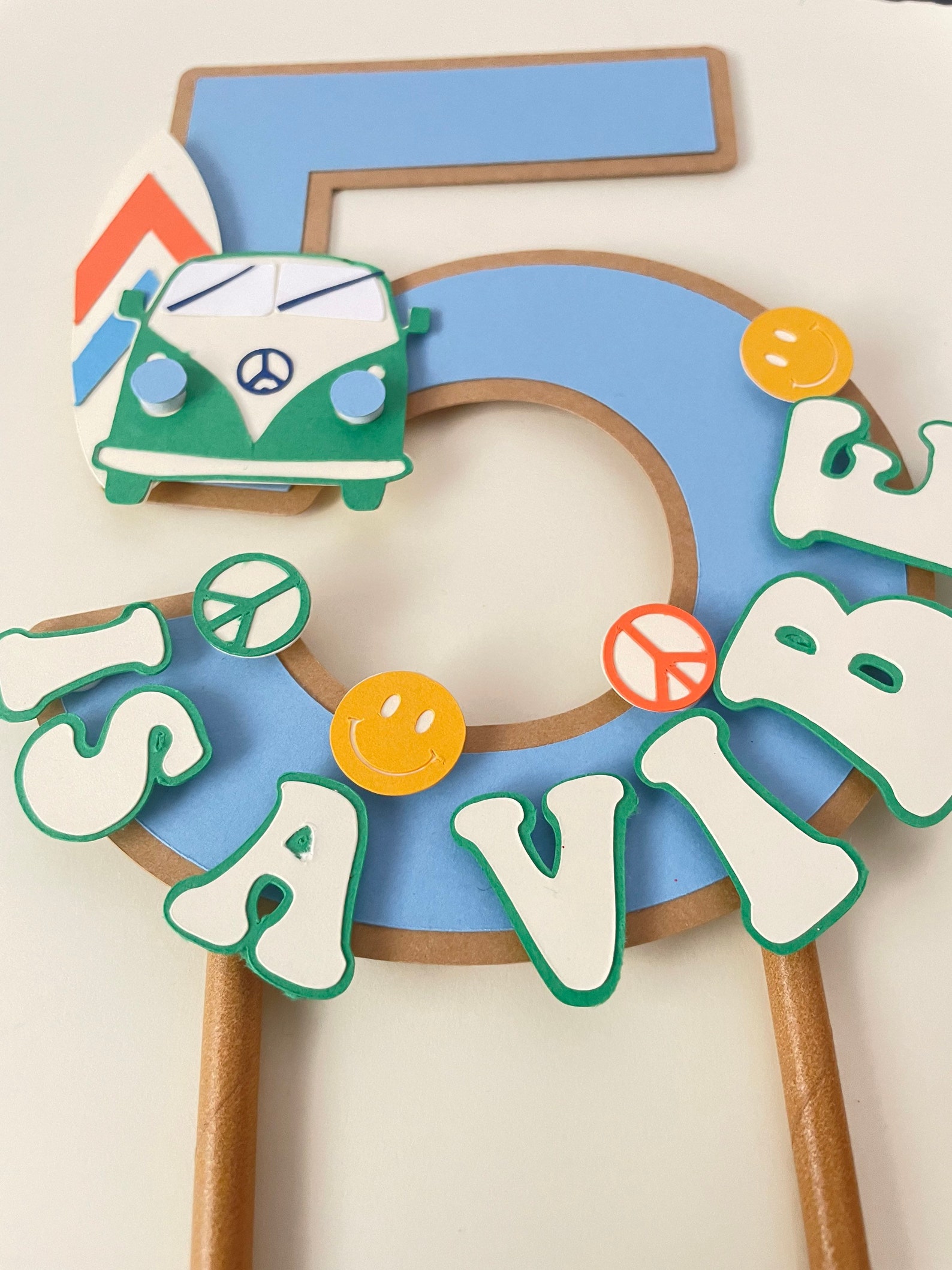 5 is a Vibe Cake Topper Boy Surf Birthday Party Decorations - Etsy