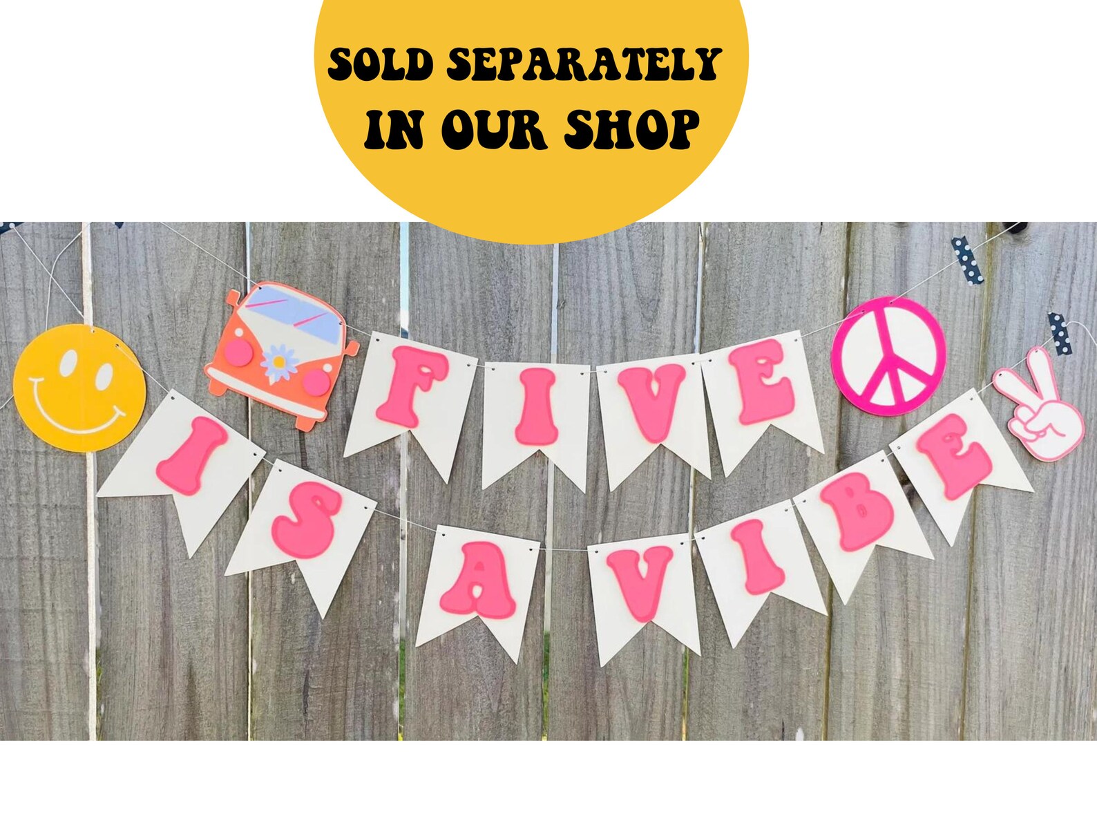 Five is a Vibe Cake Topper Groovy Birthday Party Decorations - Etsy