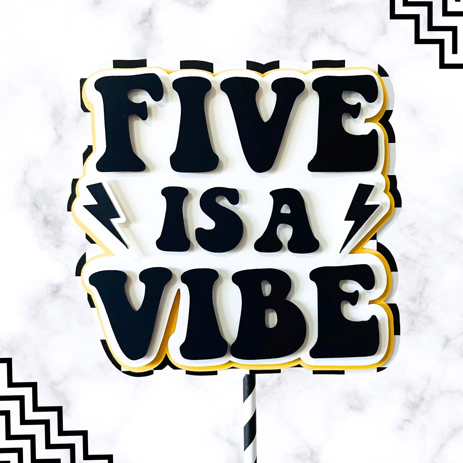 Five is a Vibe Birthday Party Decorations, 5 is a Vibe Cake Topper ...