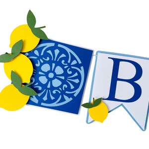 Blue Tile and Lemons Bridal Shower Banner, Amalfi Coast Mediterranean ...