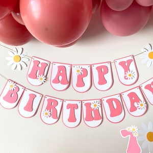 Daisy Birthday Banner, Groovy One Party Decorations, Hippie 1st ...