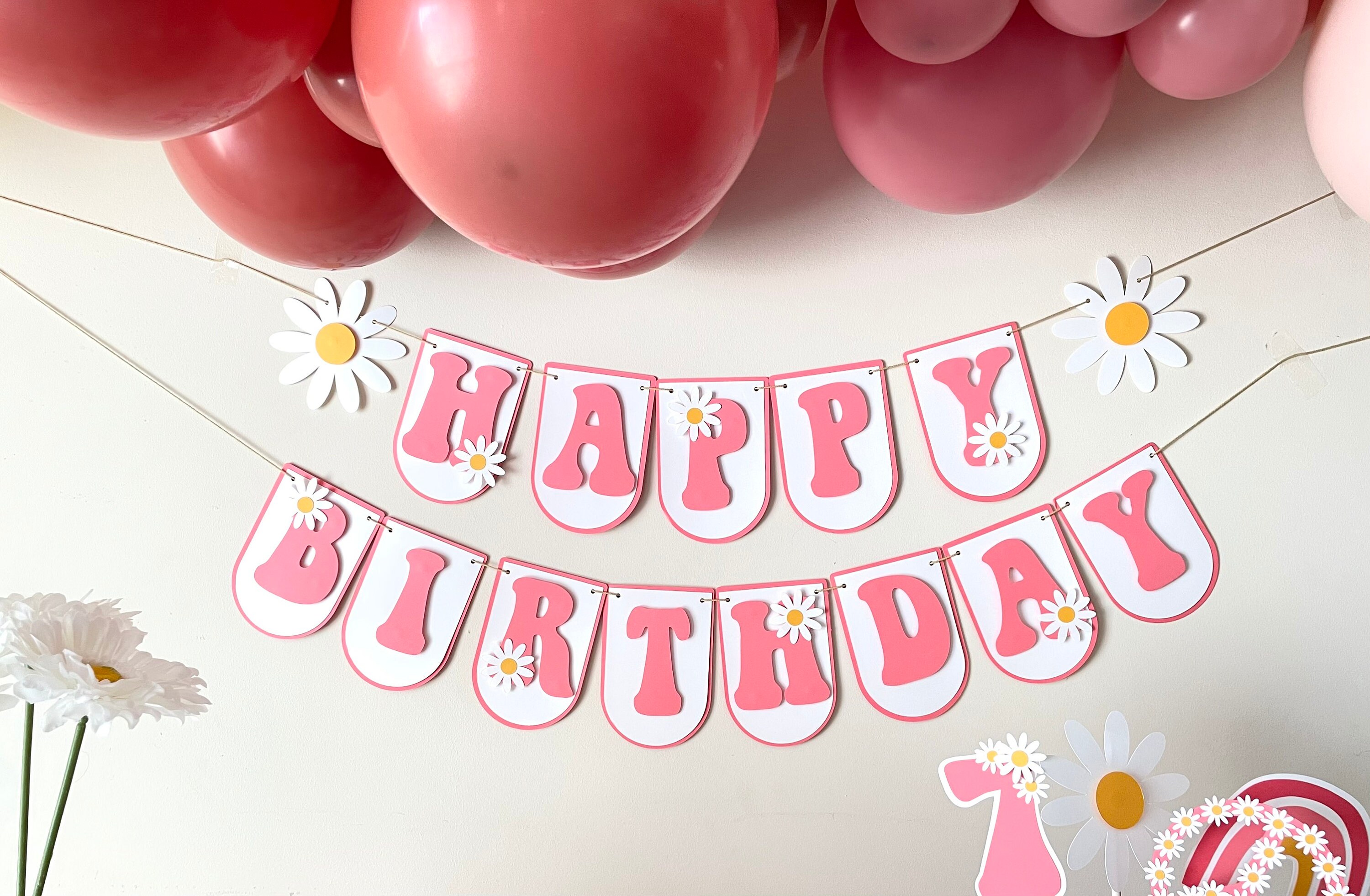 Daisy Birthday Banner Groovy One Party Decorations Hippie - Etsy