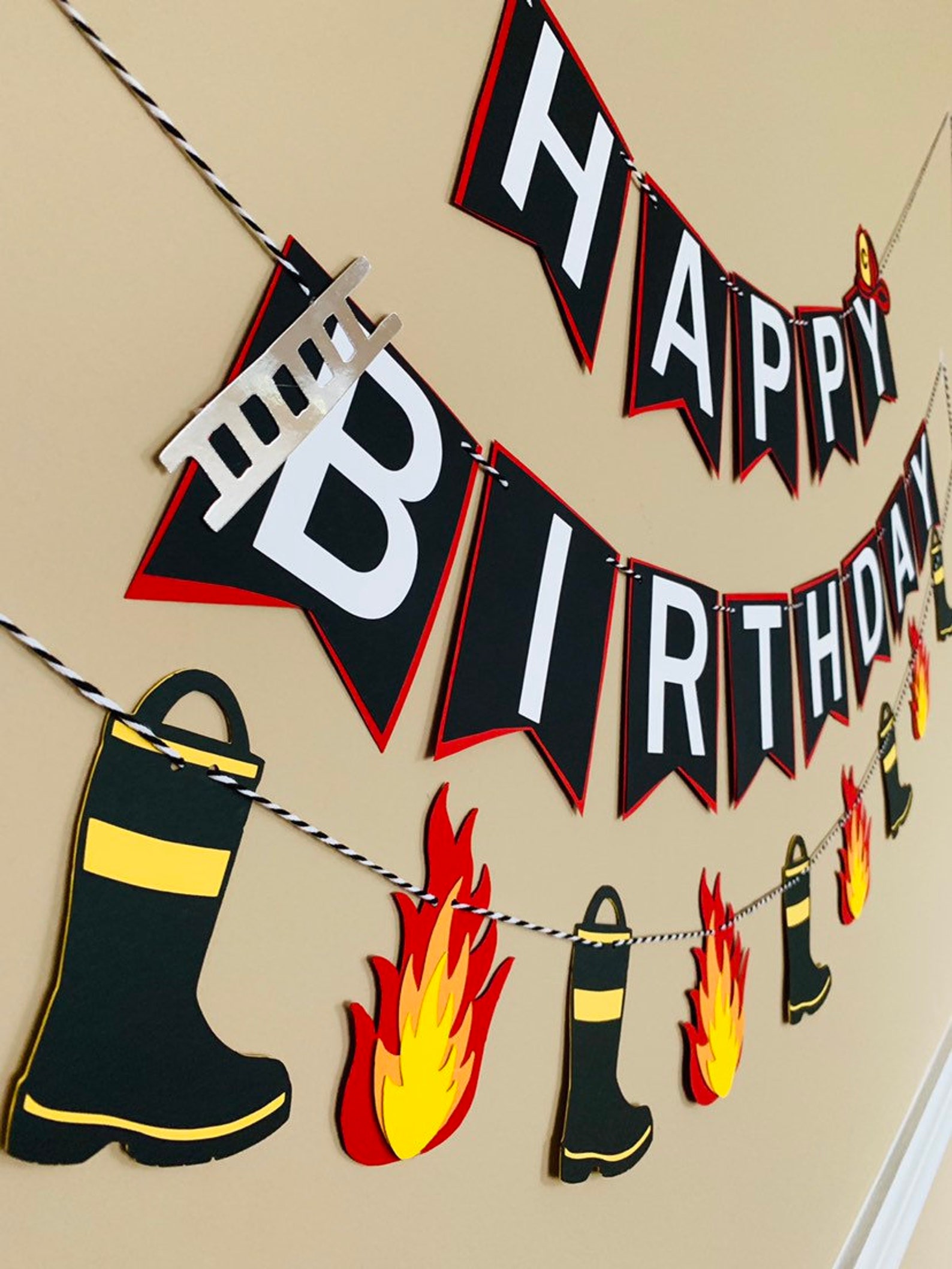 Firefighter Birthday Banner Fireman Birthday Banner - Etsy