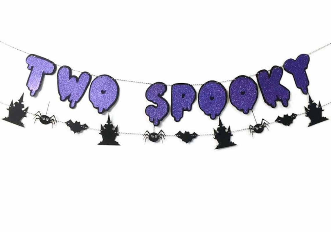 Two Spooky Birthday Banner Halloween Birthday Banner - Etsy