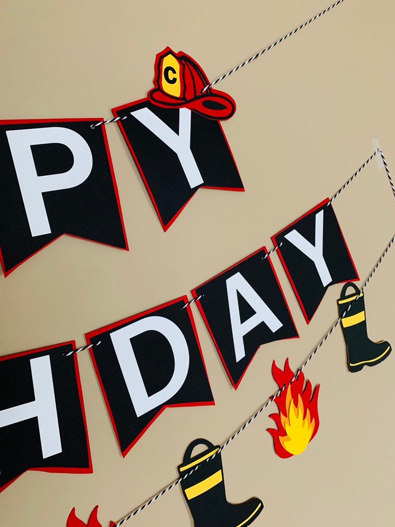 Firefighter Birthday Banner Fireman Birthday Banner - Etsy