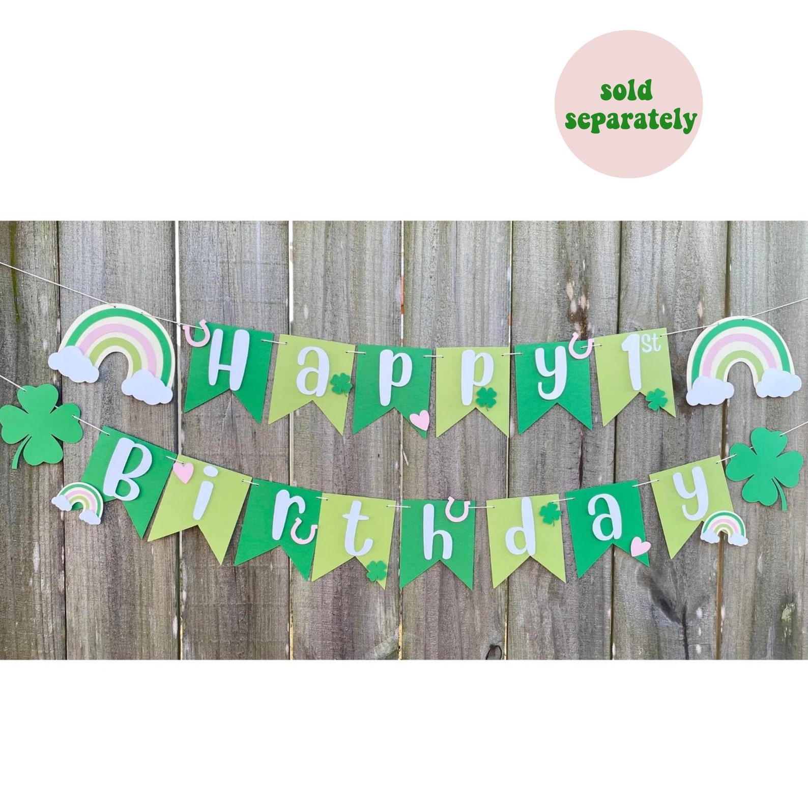 Pink Saint Patrick’s Day Birthday Cake Topper, Rainbow Shamrock ...