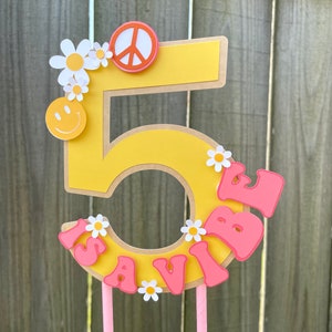 Five is a Vibe Cake Topper, Groovy Birthday Party Decorations, Retro ...