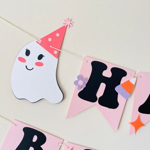 Cute Halloween Birthday Banner, Cute Pink Ghost Halloween Party ...