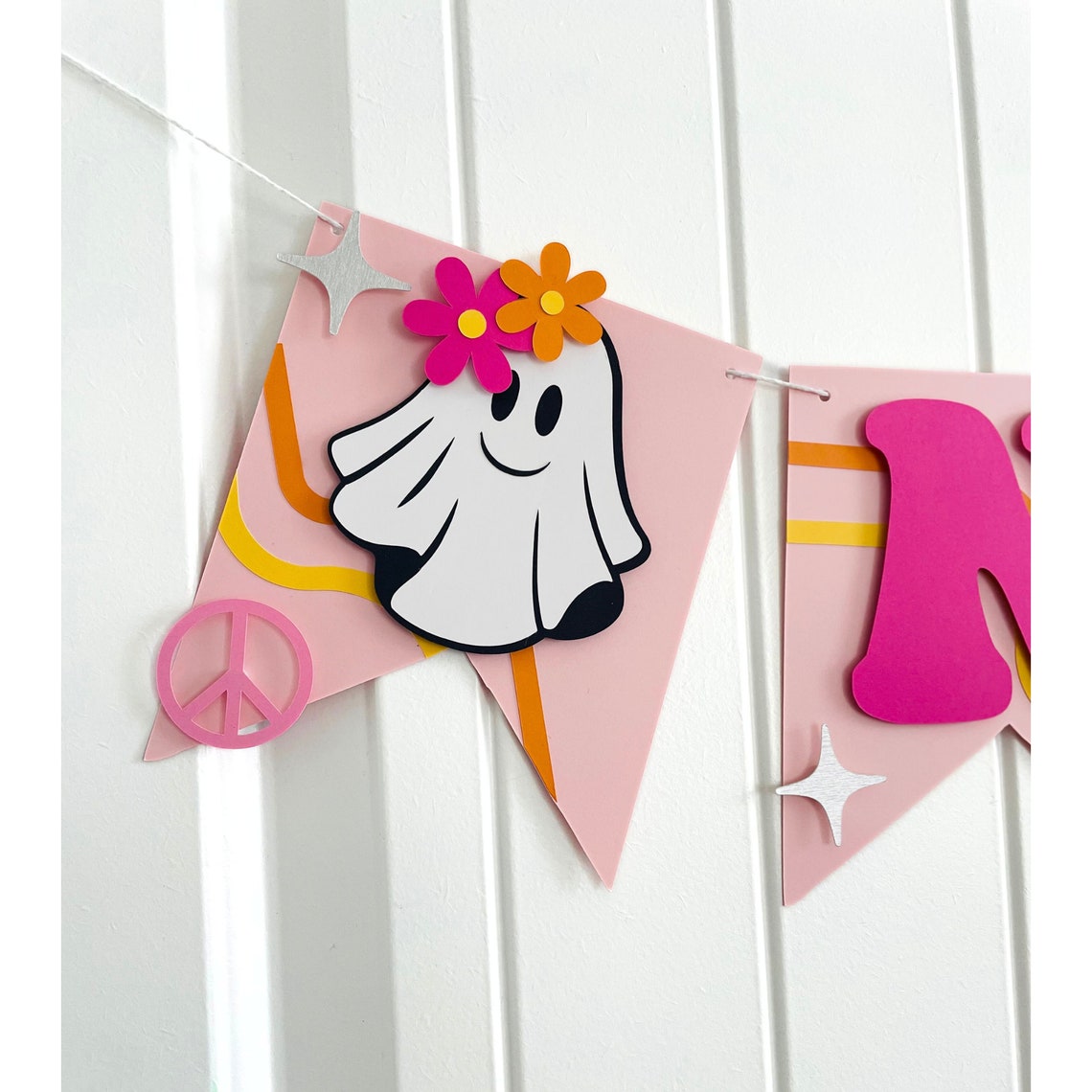 Hippie Halloween 1st Birthday Banner, Halloween Highchair Banner, Retro ...