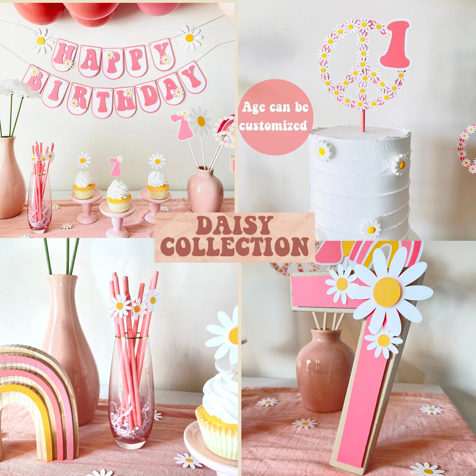 Daisy Birthday 3D Number Daisy Paper Mache Standing Number - Etsy