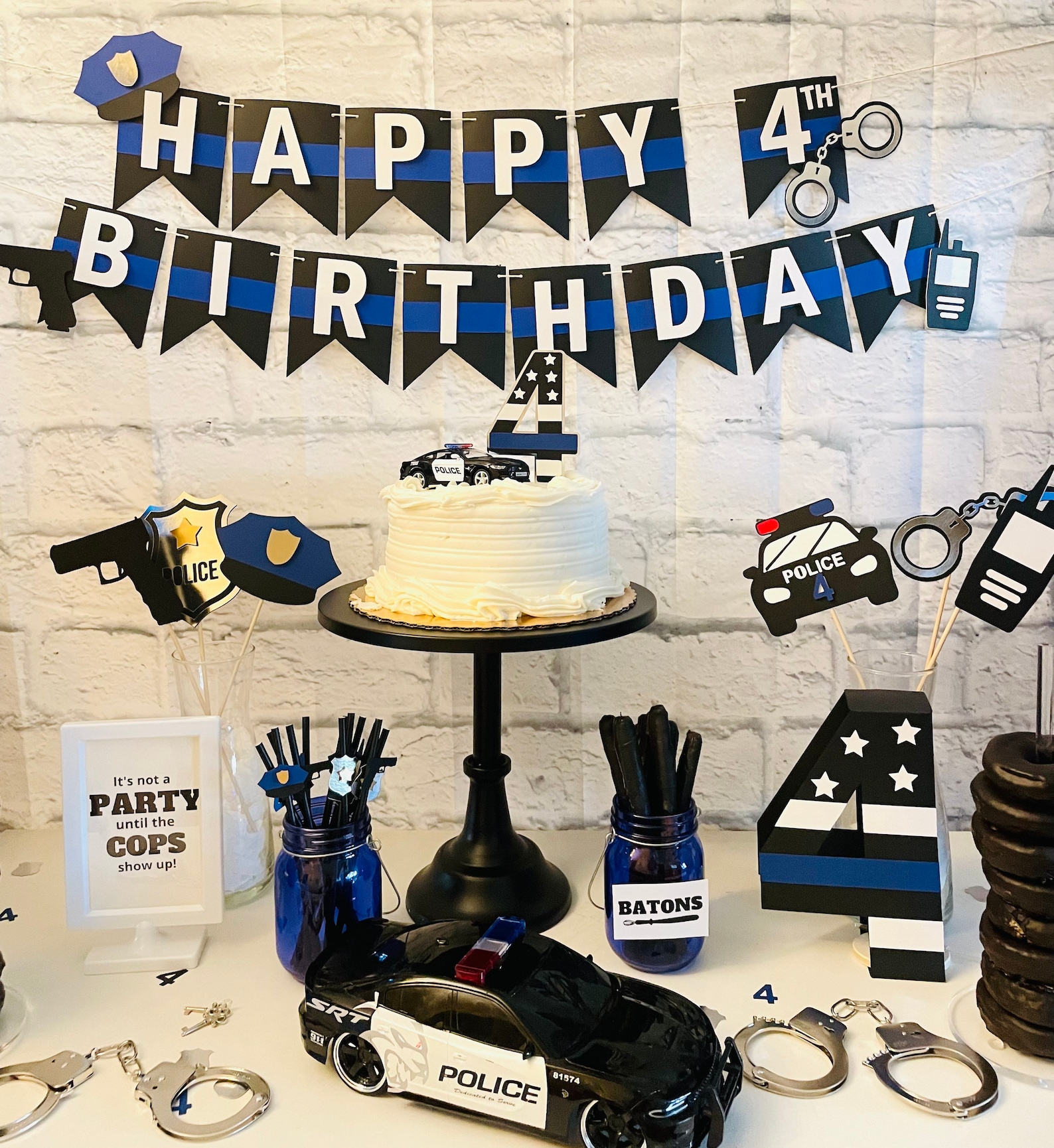 Police Officer Cake Toppers, Law Enforcement Party Decorations, Thin ...