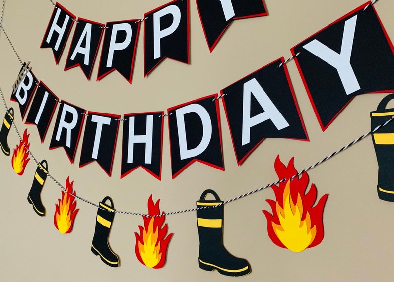 Firefighter Birthday Banner Fireman Birthday Banner - Etsy