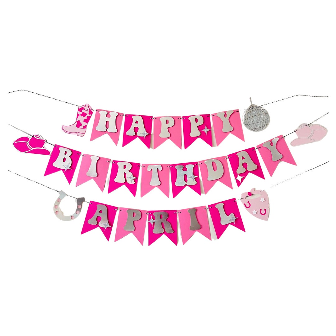 Cowgirl Birthday Banner, Disco Cowgirl Party Decorations. Pink Cowgirl ...