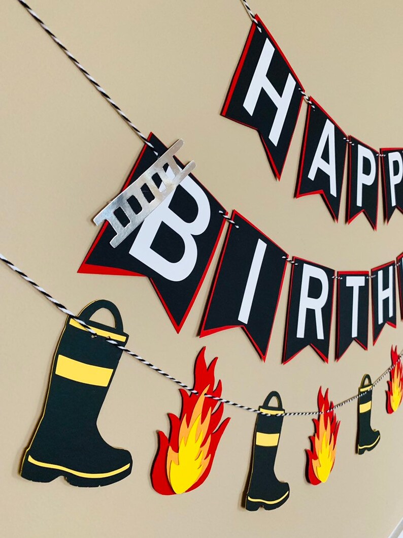 Firefighter Birthday Banner Fireman Birthday Banner - Etsy