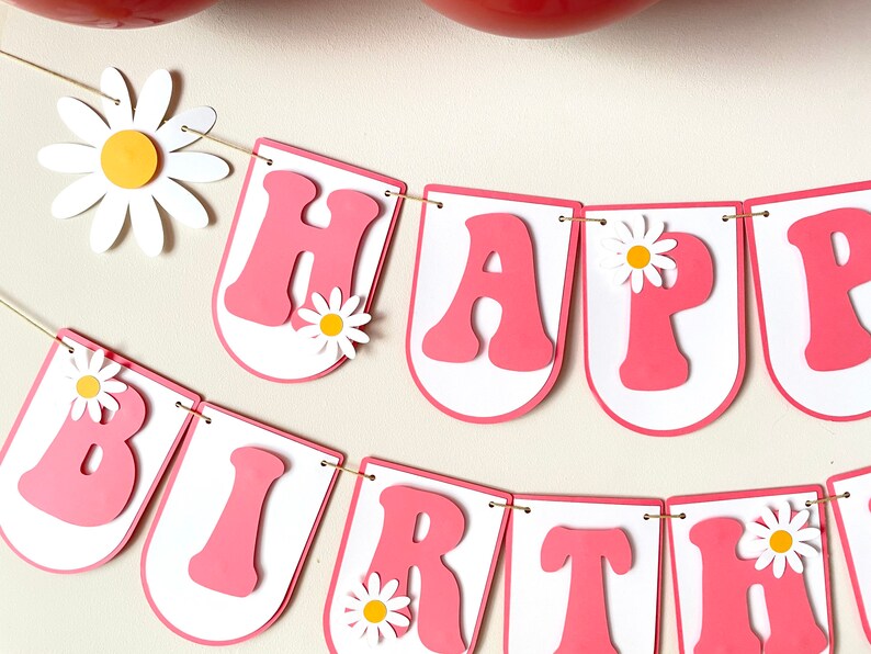 Daisy Birthday Banner, Groovy One Party Decorations, Hippie 1st ...