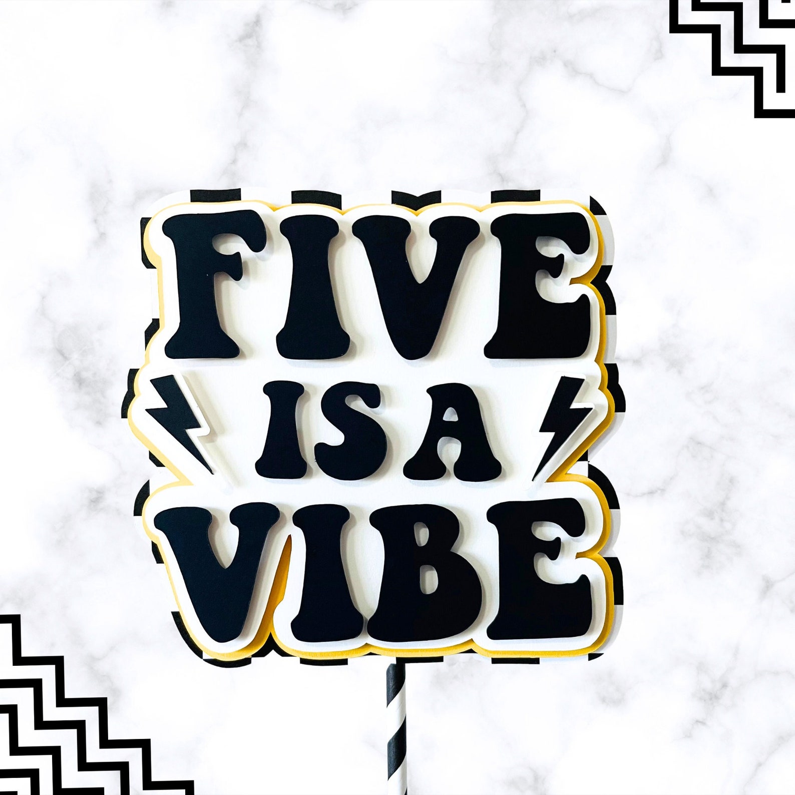Five is a Vibe Birthday Party Decorations, 5 is a Vibe Cake Topper ...
