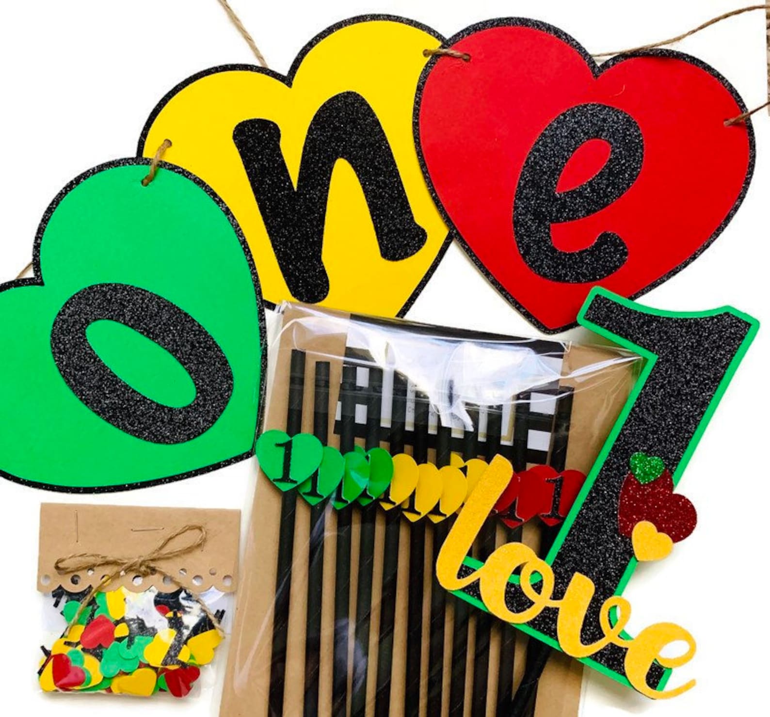 One Love Paper Straws , One Love Birthday Decor , One Love Theme , One ...