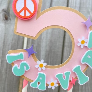 Five is a Vibe Cake Topper, Groovy Boho Hippie Birthday Party, Retro ...