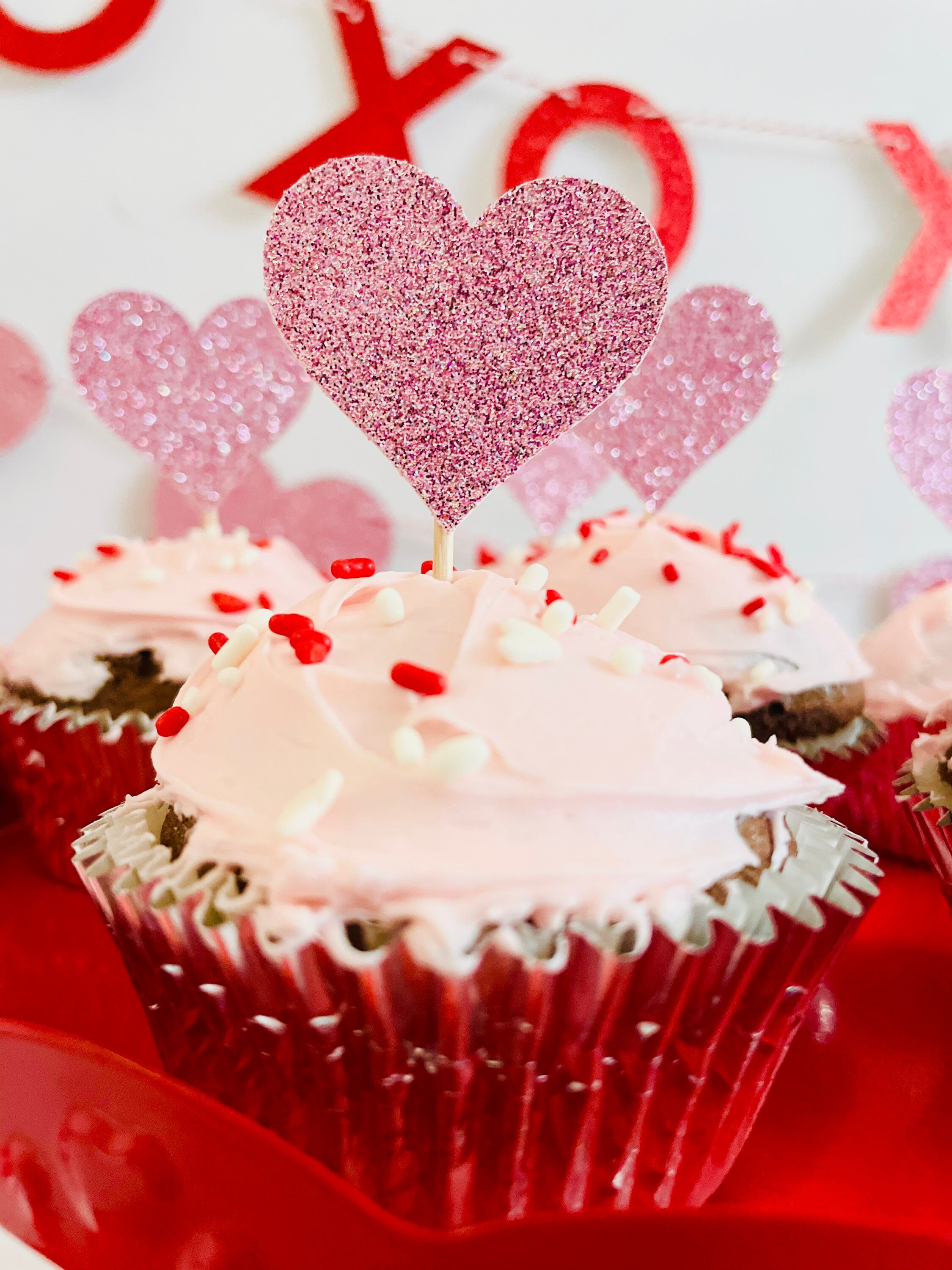 Valentines Day Cupcake Toppers Heart Cupcake Toppers - Etsy