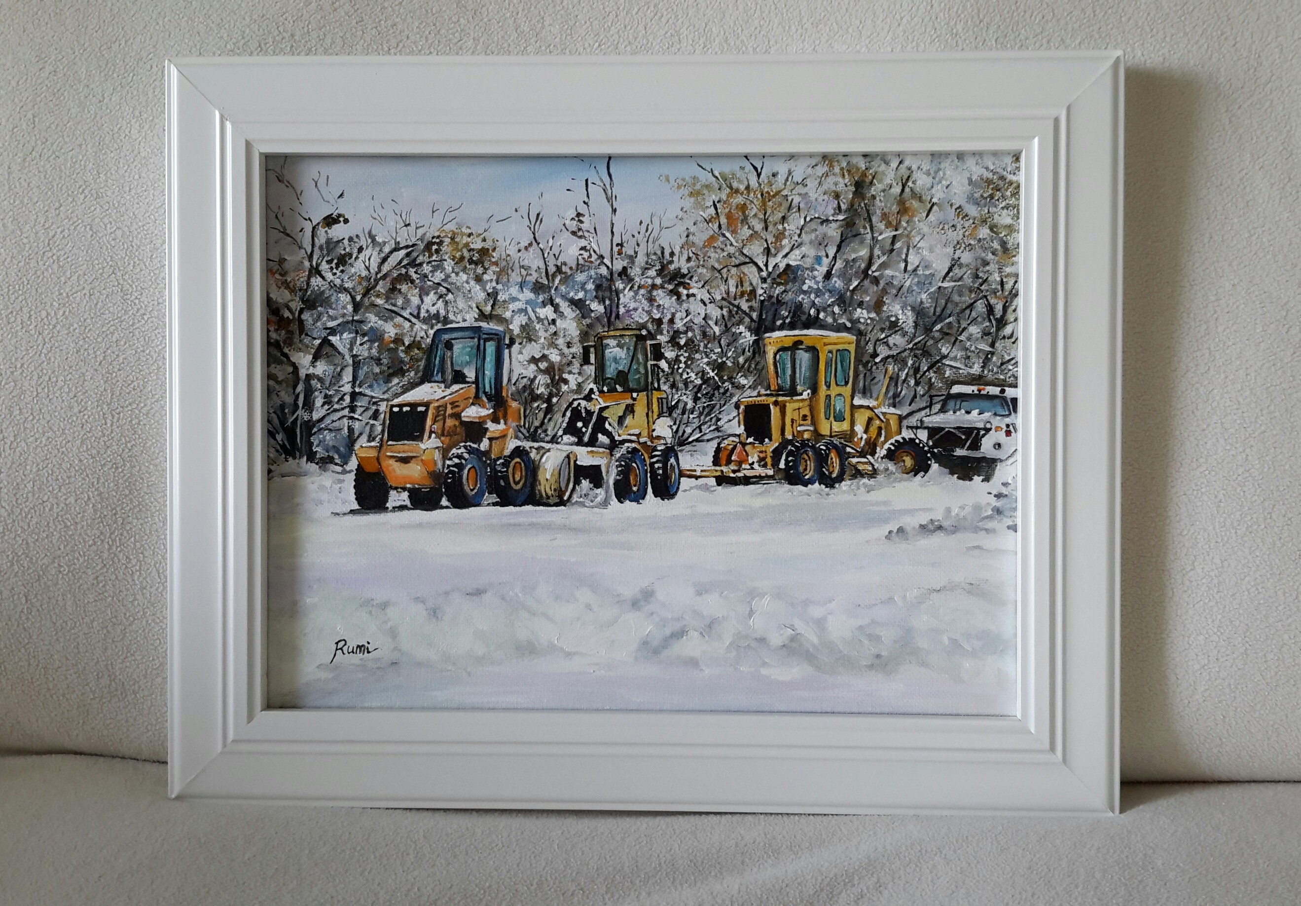 Snow Plow Original Acrylic Painting On Canvas USA Snowy | Etsy