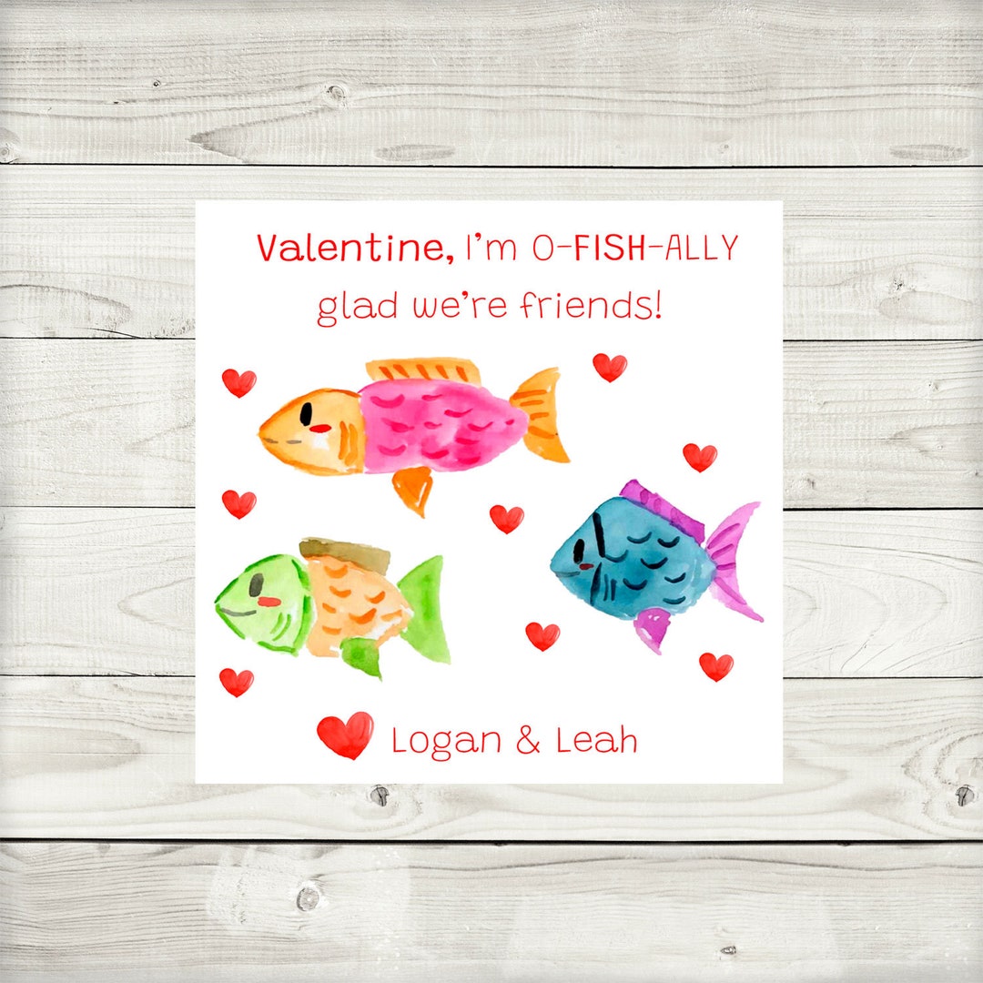 Printable Valentines, Fish, Digital Download - Etsy