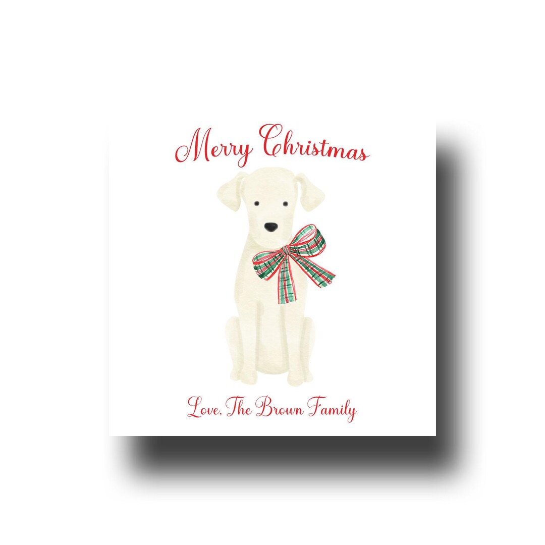 Printable Christmas Tags Yellow Lab With Plaid Bow - Etsy