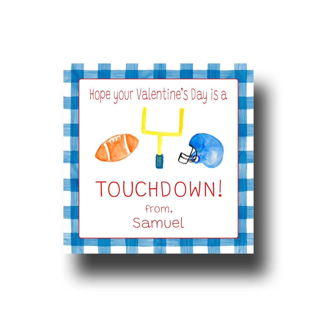 Valentine Tags & Stickers, Touchdown Football, Personalized - Etsy