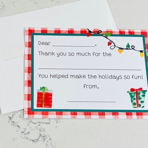 Holiday Thank You Notes, Fill in the Blank for Kids - Etsy